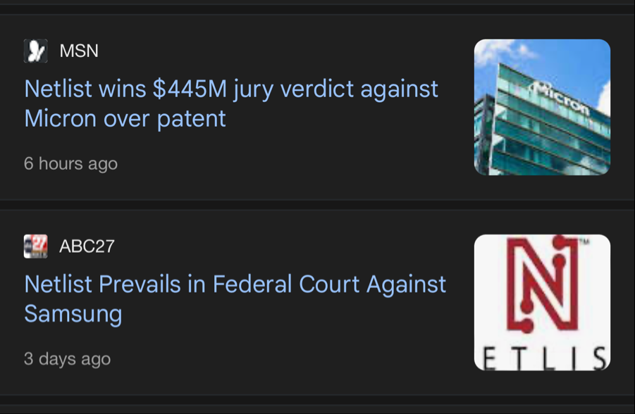 NetList Inc (NLST): $NLST yes.. both happened in one week. J...